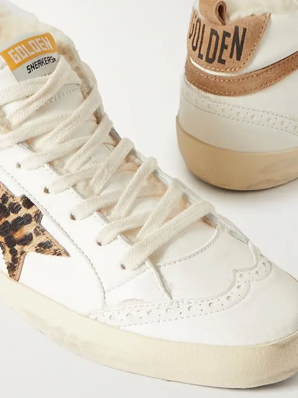 GOLDEN GOOSE Mid Star Shearling-lined Sneakers - Neutrals