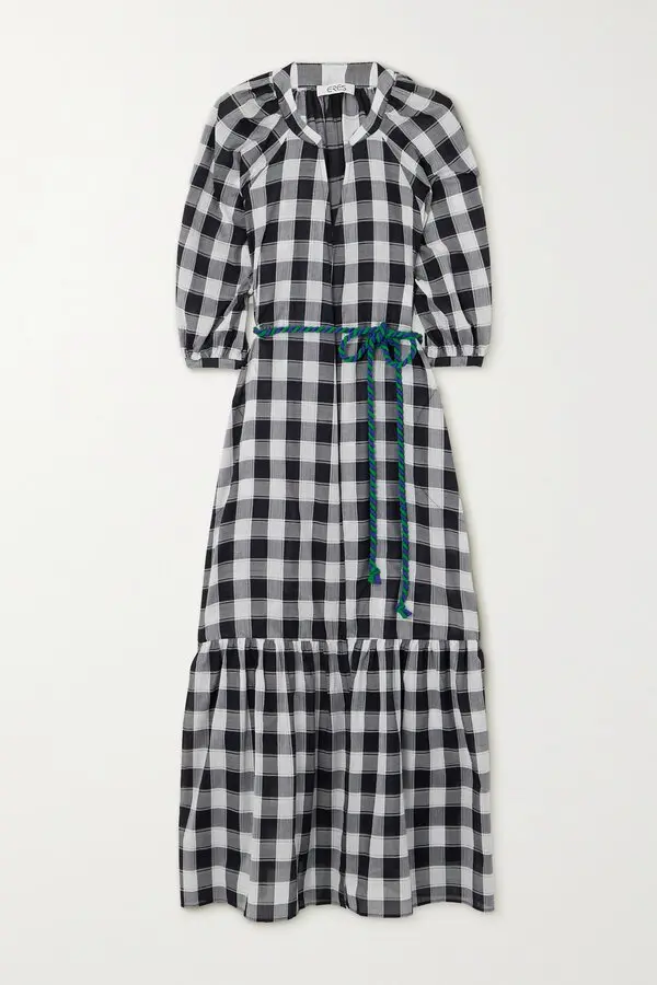 ERES Memphis Chess Belted Gingham Cotton-gauze Midi Wrap Dress