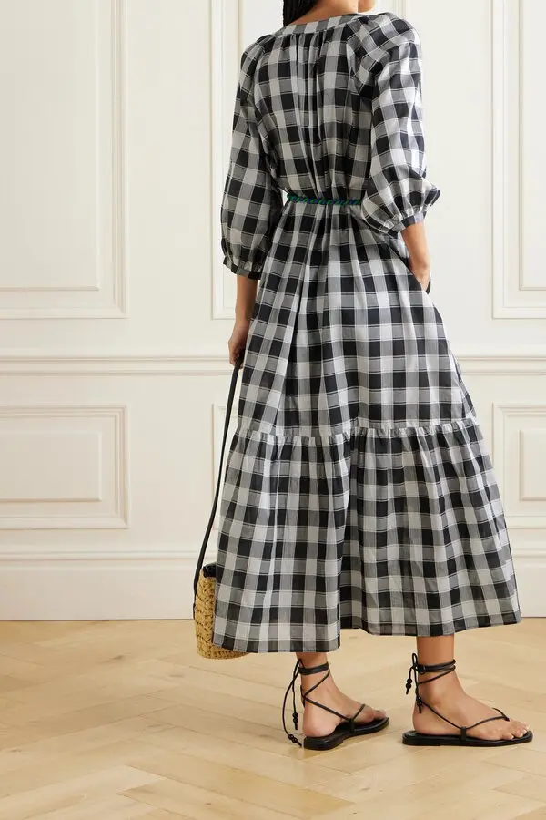 ERES Memphis Chess Belted Gingham Cotton-gauze Midi Wrap Dress