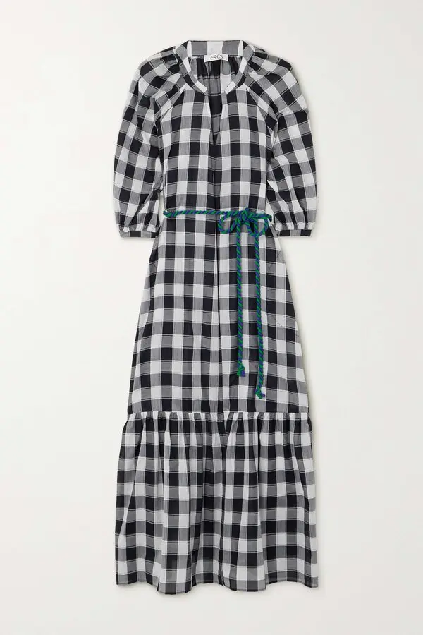 ERES Memphis Chess Belted Gingham Cotton-gauze Midi Wrap Dress