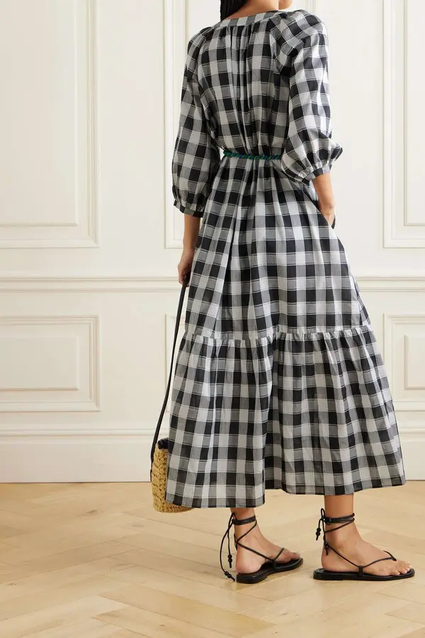 ERES Memphis Chess Belted Gingham Cotton-gauze Midi Wrap Dress