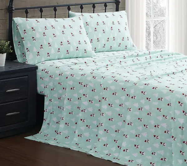 TRULY SOFT Snowman Wonderland King Flannel Shee T Set - One-color