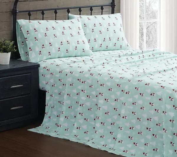 TRULY SOFT Snowman Wonderland Queen Flannel She Et Set - One-color