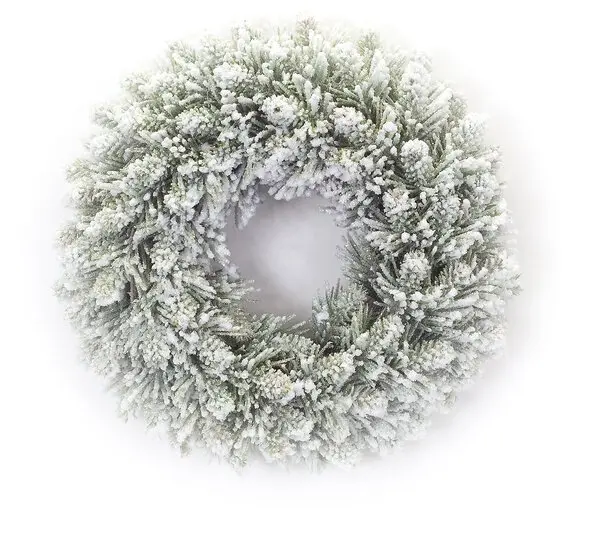 MELROSE Flocked Pine Candle Ring Wreath - One-color
