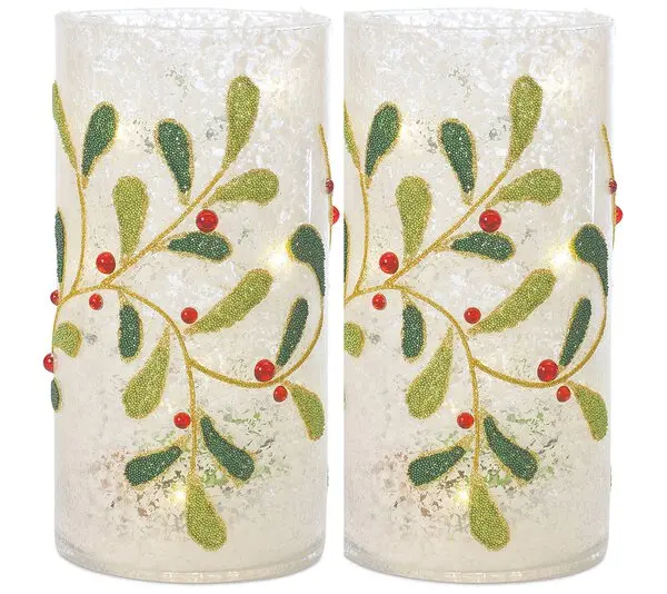 MELROSE Beaded Glass Mistletoe Candle Holder - One-color