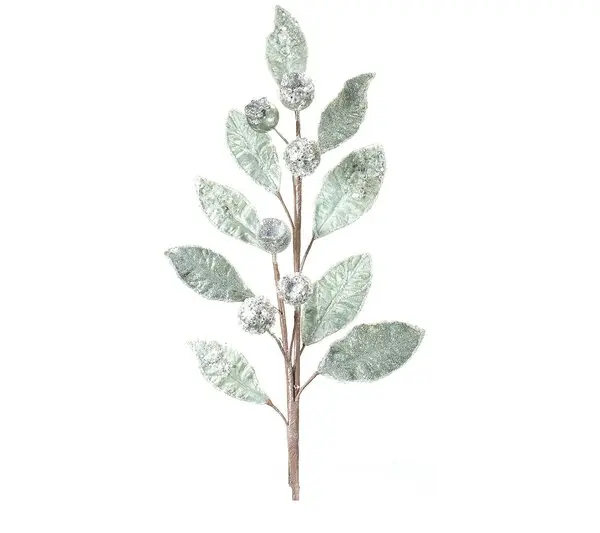 MELROSE Glittered Pod Leaf Spray - One-color