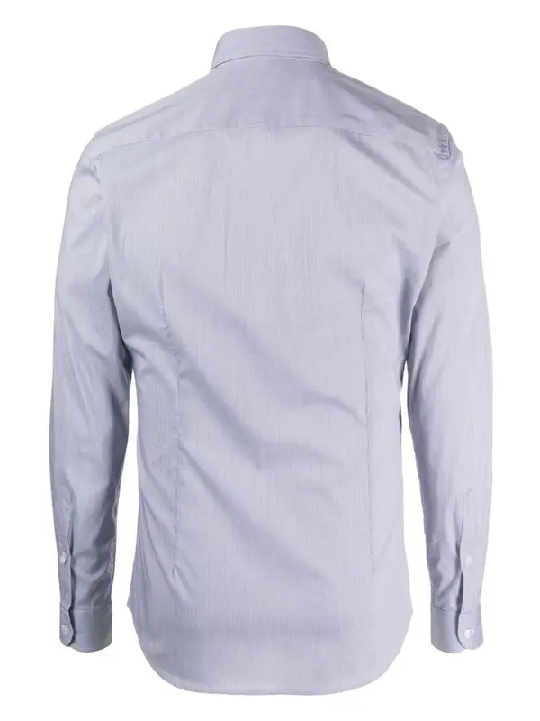 FAY Logo-patch Micro-striped Shirt