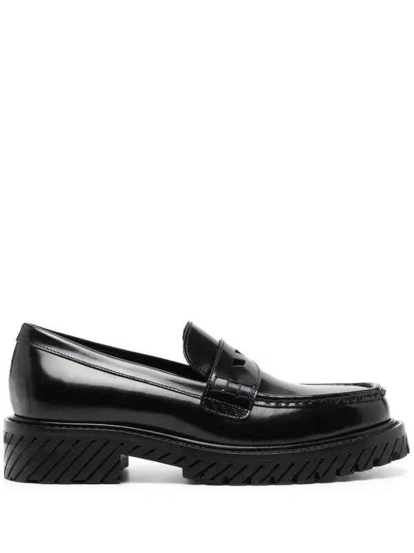 Off-White Diag-stripe Leather Loafers
