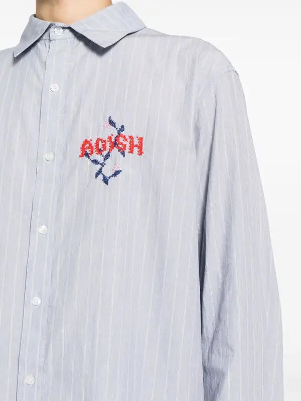 ADISH Nafnuf Logo-embroidered Striped Shirt