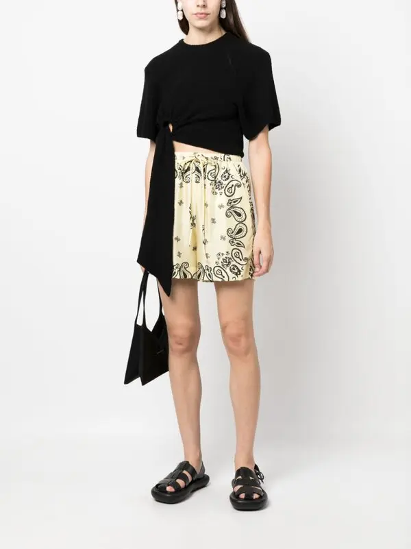 Nanushka Paisley Print Silk Shorts