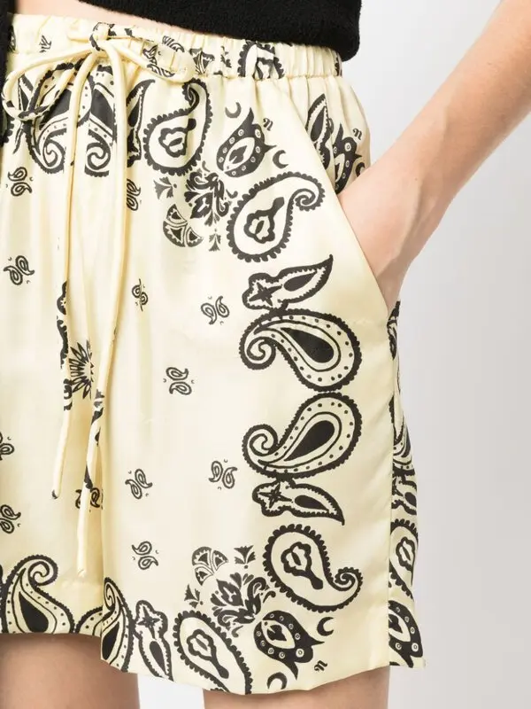 Nanushka Paisley Print Silk Shorts