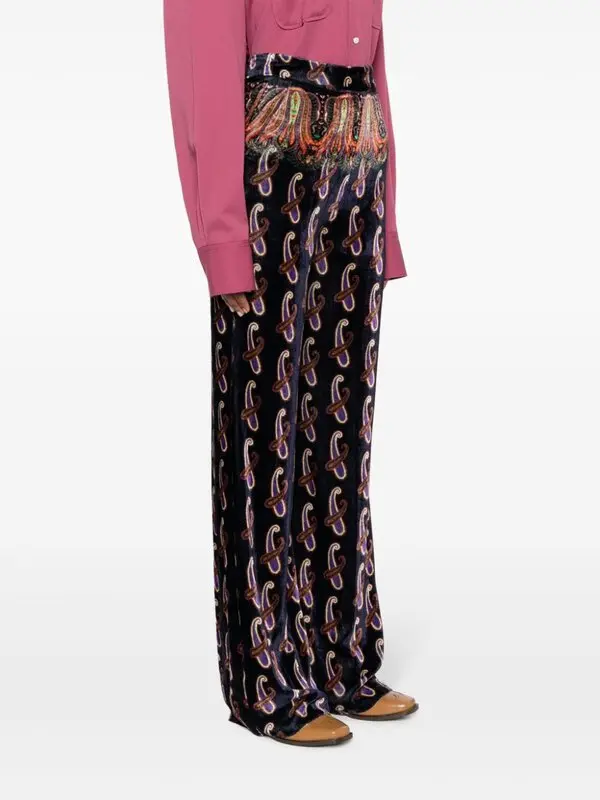 Etro Patterned Jacquard Velvet Trousers