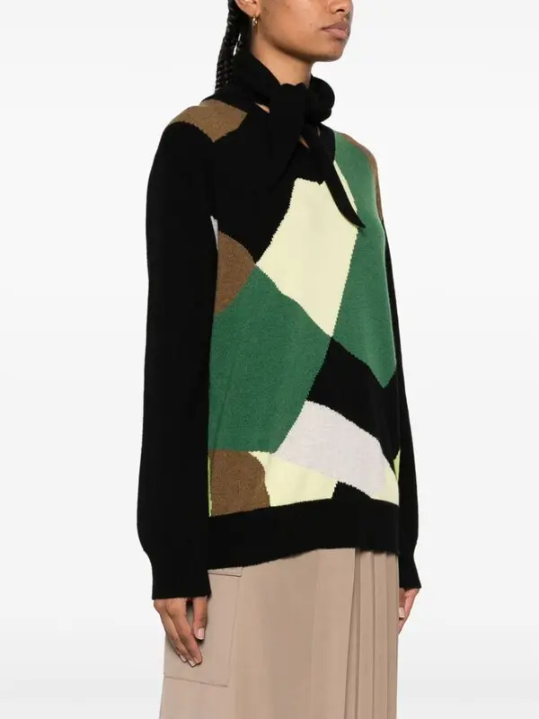 Plan C Colour-block Jumper With Scarf