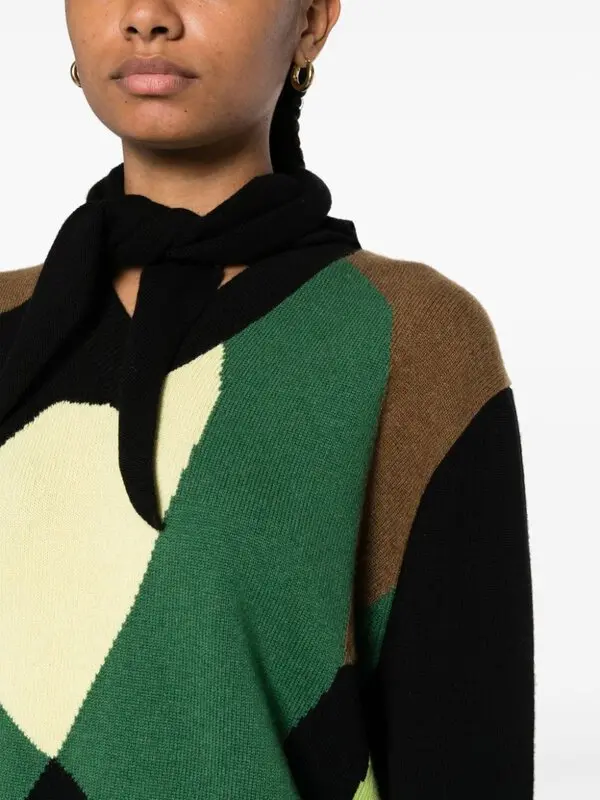 Plan C Colour-block Jumper With Scarf