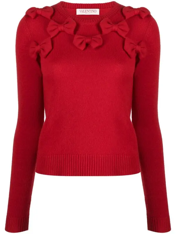 Valentino Garavani Bow-embellished Virgin Wool Jumper