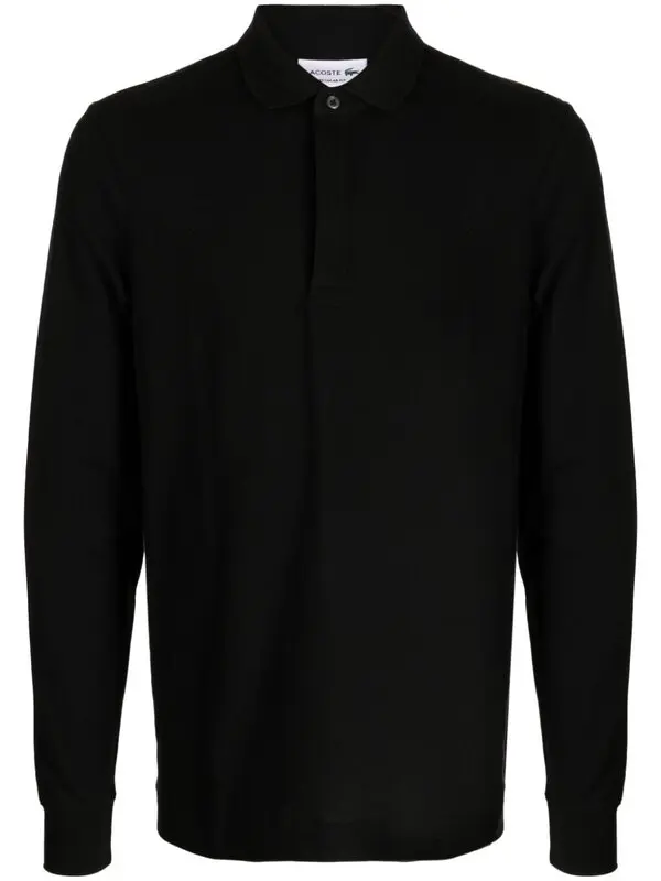 Lacoste Logo-patch Long-sleeve Polo Shirt - Black