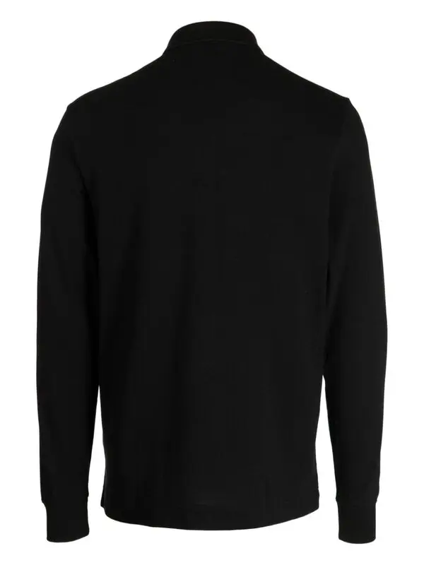 Lacoste Logo-patch Long-sleeve Polo Shirt - Black