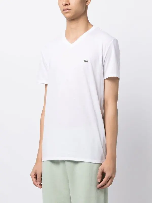 Lacoste Logo-patch V-neck Cotton T-shirt