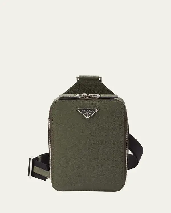 Prada Saffiano Leather Sling Backpack - Green