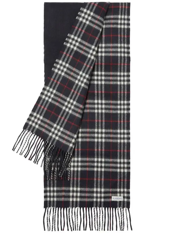 Burberry Check-print Cashmere Reversible Scarf - Blue
