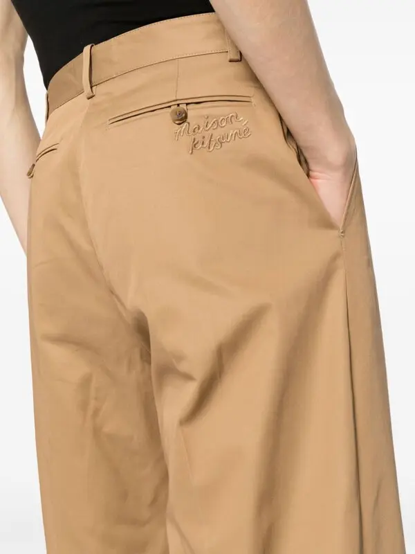 Maison Kitsuné Mid-rise Straight-leg Cotton Trousers