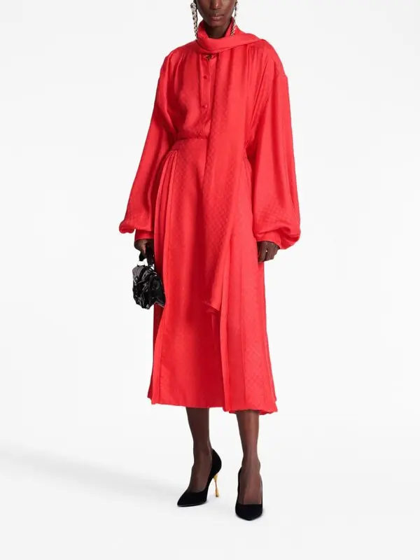 Balmain Monogram Pleated Midi Skirt