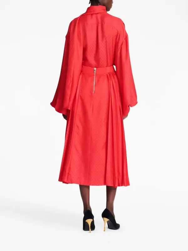 Balmain Monogram Pleated Midi Skirt