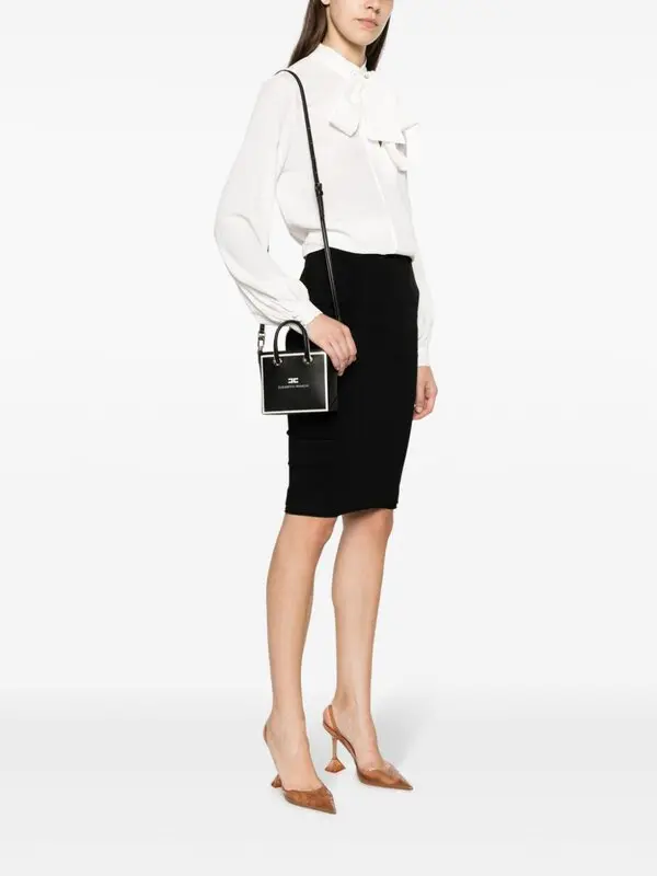 Elisabetta Franchi Mini Logo-Print Tote - Black | Editorialist