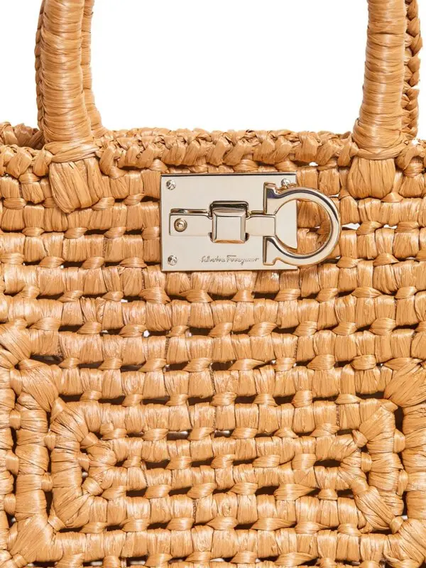 FERRAGAMO Studio Box Raffia Tote