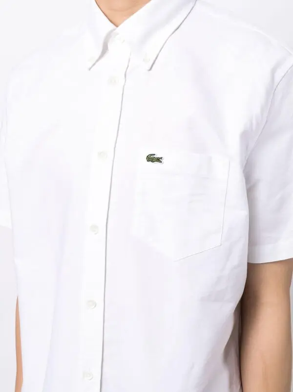 Lacoste Crocodile Logo-patch Short-sleeved Shirt - White