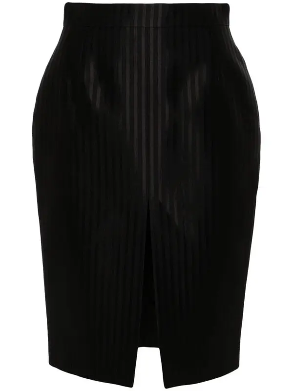 Saint Laurent Pinstripe Pencil Skirt - Black