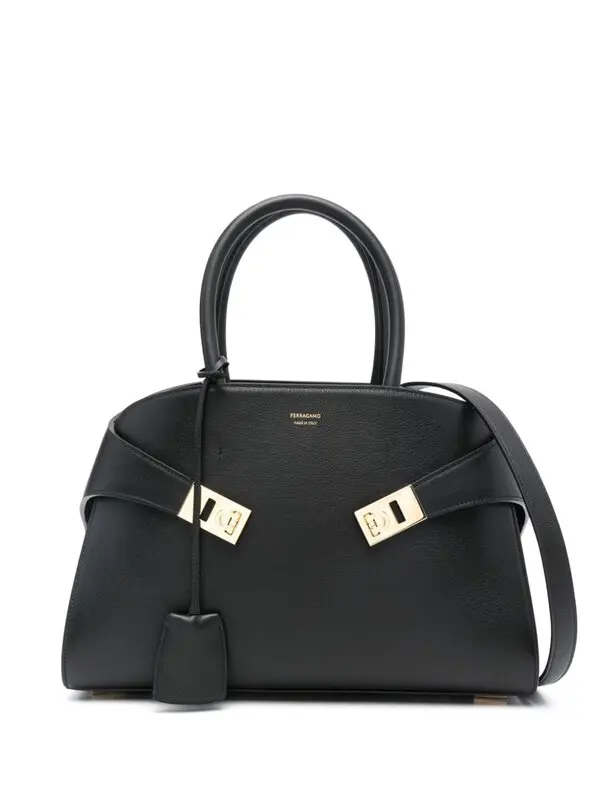 FERRAGAMO Medium Gancini-buckle Tote Bag - Black