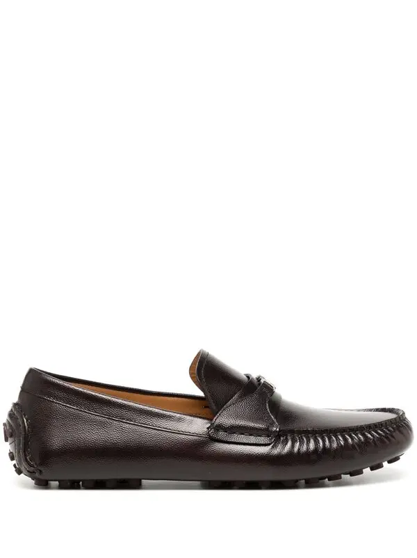 FERRAGAMO Gancini Buckle Leather Loafers - Red
