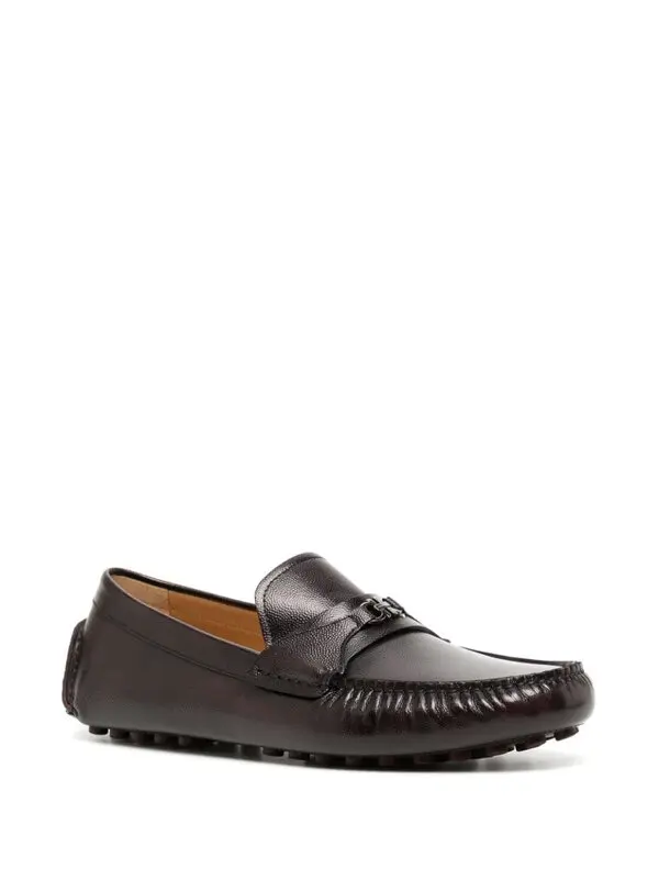 FERRAGAMO Gancini Buckle Leather Loafers - Red