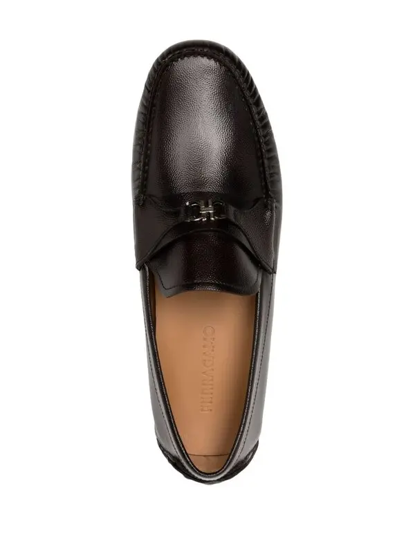 FERRAGAMO Gancini Buckle Leather Loafers - Red