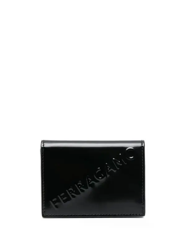 FERRAGAMO Logo-embossed Leather Cardholder - Black