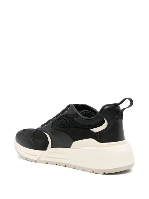 FERRAGAMO Almond-toe Panelled Leather Sneakers - Black