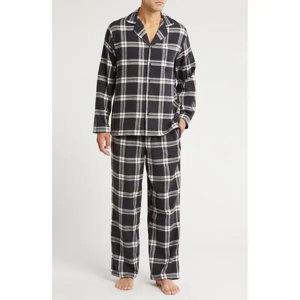 Nordstrom Plaid Flannel Pajamas - Black Scotty Plaid