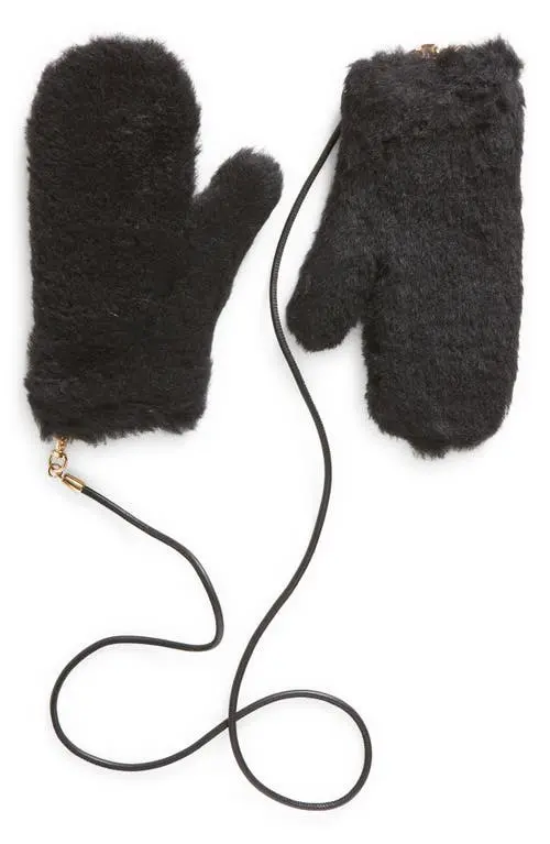 Max Mara Ombrato Teddy Alpaca Blend Mittens - Black