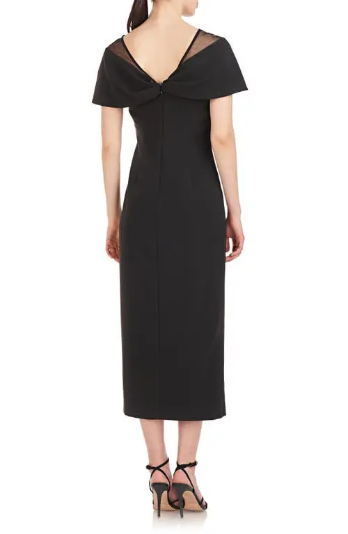 js collections lace sheath dress JS COLLECTION NEW Women's Black/nude Lace-inset Bell-sleeve Sheath Dress 2  TEDO