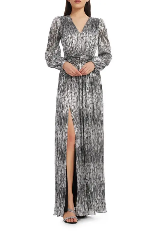 Dress The Population Cia Metallic Long Sleeve Gown