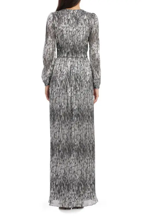 Dress The Population Cia Metallic Long Sleeve Gown