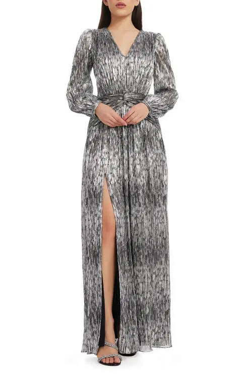 Dress The Population Cia Metallic Long Sleeve Gown
