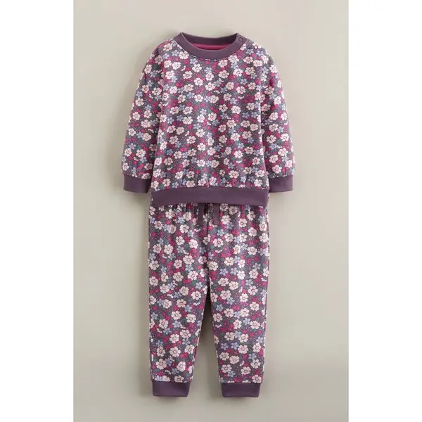 TUCKER + TATE Print Fleece Sweatshirt And Joggers Set - Purple Eclipse Amelia Floral