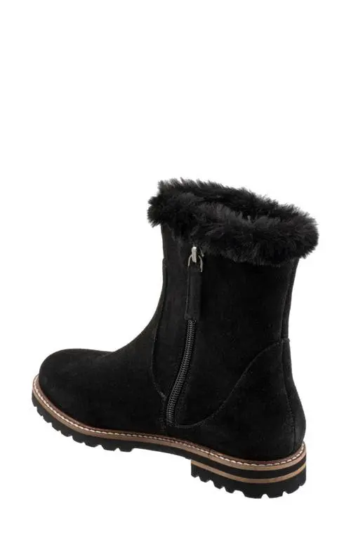Trotters Forever Faux Shearling Trim Boots - Black Suede