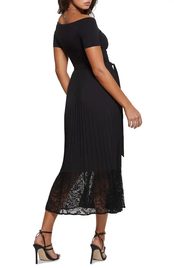 Guess Tiana Off-the-shoulder Lace Trim Dress