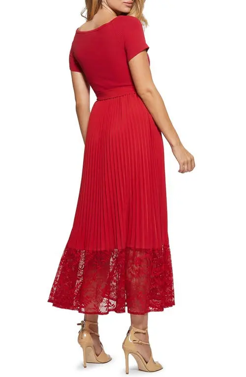 Guess Tiana Off The Shoulder Lace Trim Dress