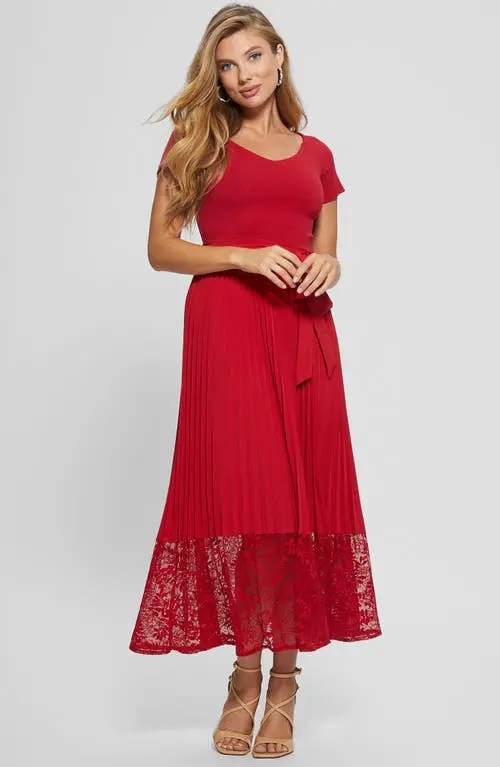 Guess Tiana Off The Shoulder Lace Trim Dress