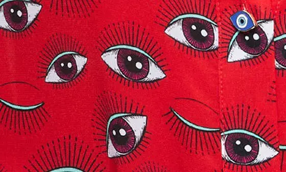 Alice + Olivia Willa Eye Print Silk Blouse