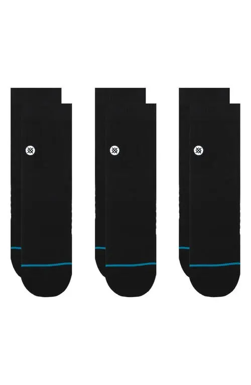 Stance Icon Quarter Crew Socks 3 Pack - Black